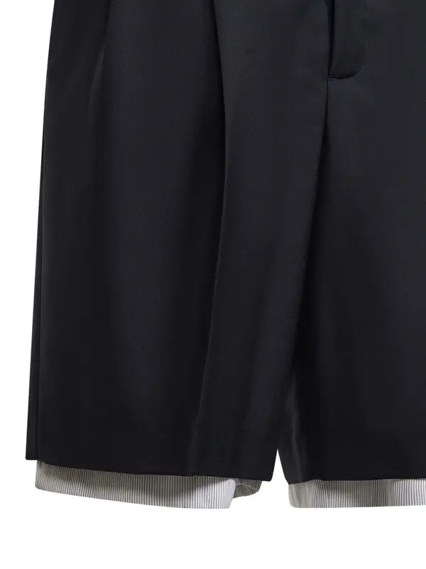 JIL SANDER Blue Wool Canvas Double-layer Shorts