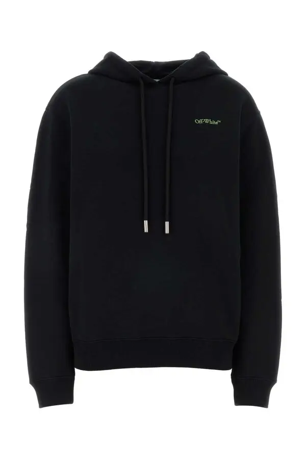 Off-White Embroidered Cotton Hoodie - Black