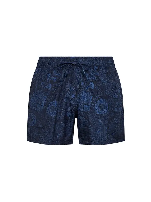 Etro Blue Floral Paisley-pattern Swim Shorts - Multicolor
