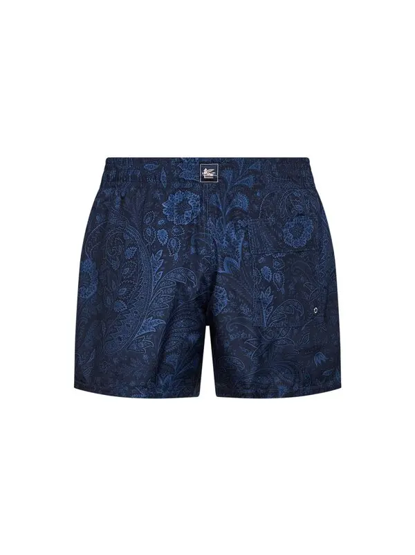 Etro Blue Floral Paisley-pattern Swim Shorts - Multicolor