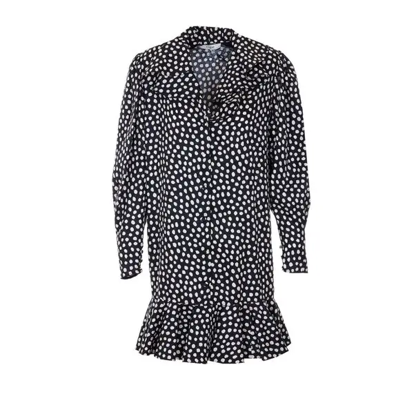 Chloé Silk Jacquard Long Sleeve Mini Dress - Black