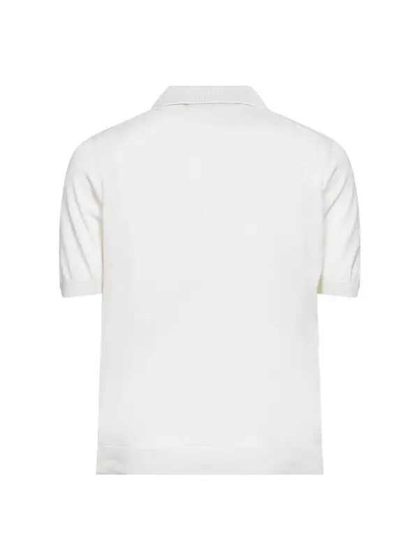 Tagliatore White Silk Knit Polo Shirt