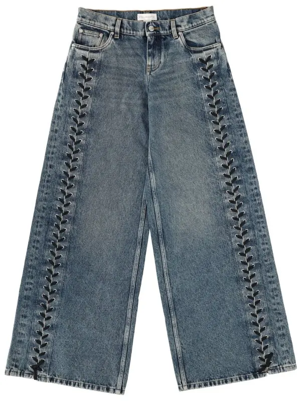 Stella McCartney Wide Leg Jeans With Lace Detail - Blue