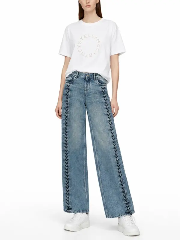 Stella McCartney Wide Leg Jeans With Lace Detail - Blue