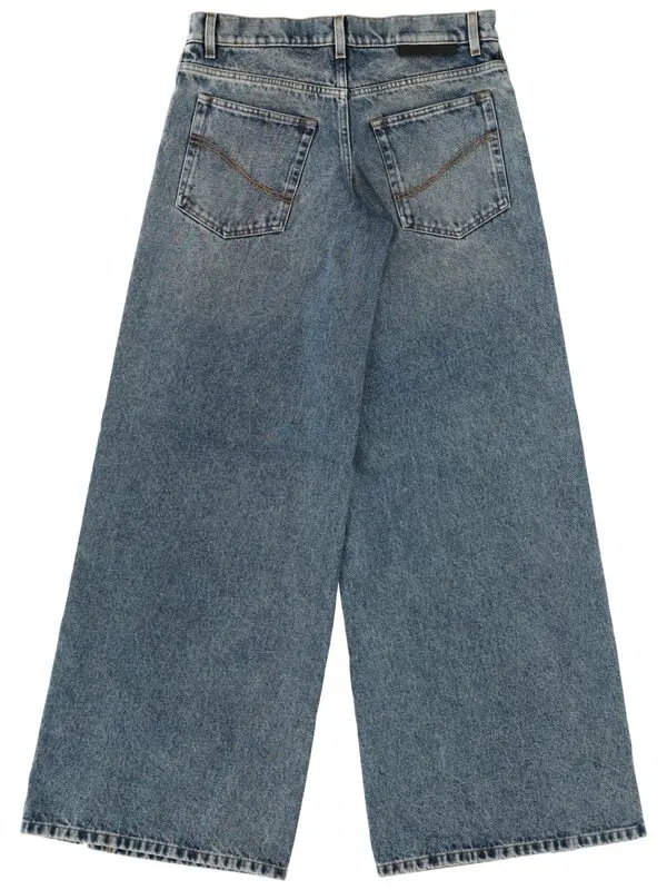 Stella McCartney Wide Leg Jeans With Lace Detail - Blue