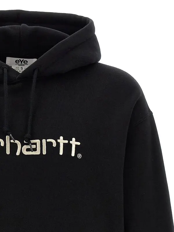 Junya Watanabe X Carhartt Cotton Fleece Hoodie With Graphic Print - Black