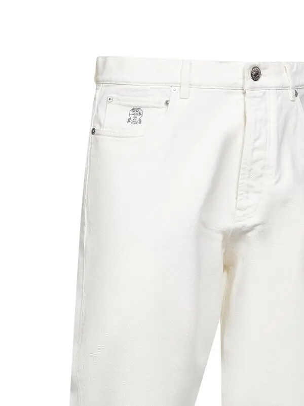 Brunello Cucinelli White Garment-dyed Denim Iconic Fit Jeans - Multicolor