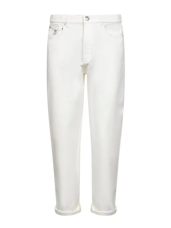 Brunello Cucinelli White Garment-dyed Denim Iconic Fit Jeans - Multicolor