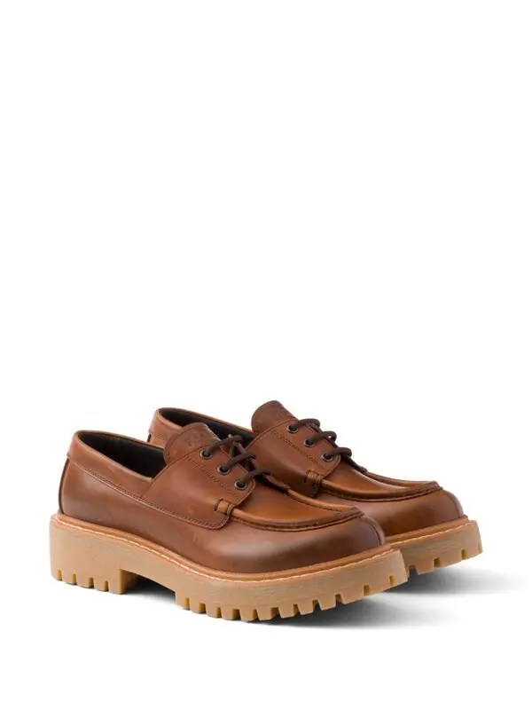 Prada Leather Lace-up Loafers