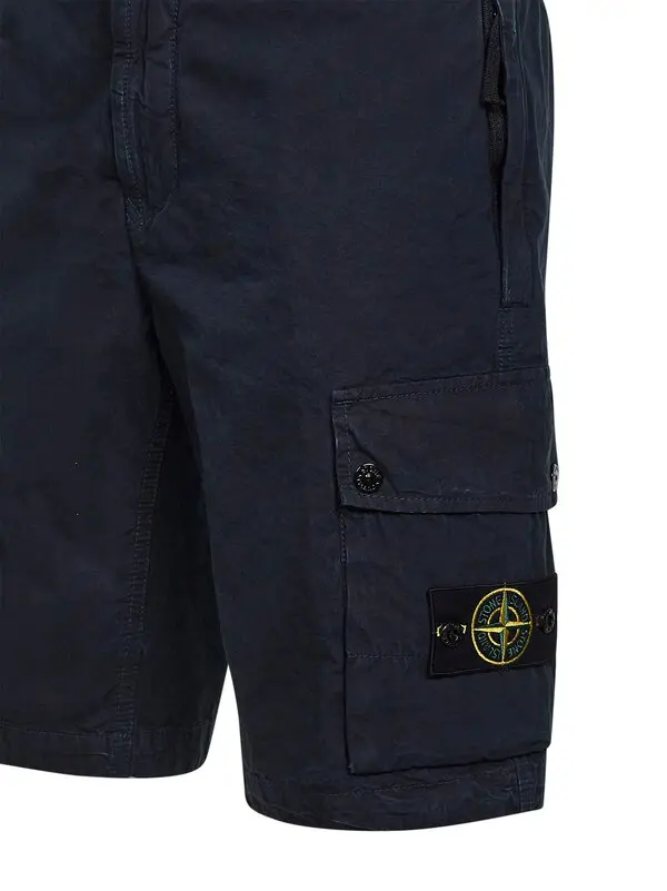 Stone Island Blue Organic Cotton Twill Cargo Bermuda Shorts - Multicolor