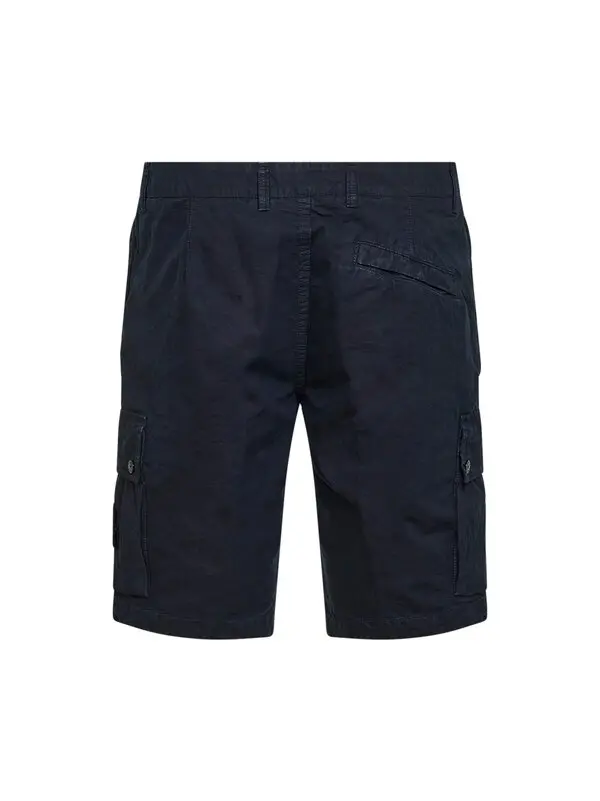 Stone Island Blue Organic Cotton Twill Cargo Bermuda Shorts