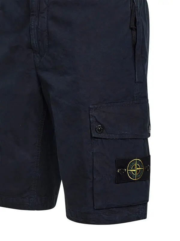 Stone Island Blue Organic Cotton Twill Cargo Bermuda Shorts