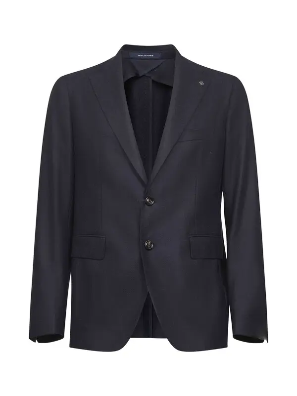 Tagliatore Blue Wool And Cashmere Montecarlo Single-breasted Blazer - Multicolor