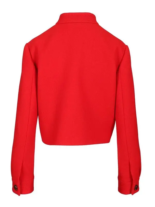 Valentino Garavani Cropped Peacoat In Drill Double With Gold V Detail
