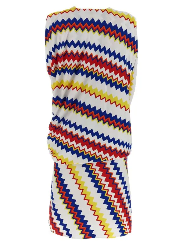 Missoni Sleeveless Zigzag Pattern Peplos Dress - Multicolor