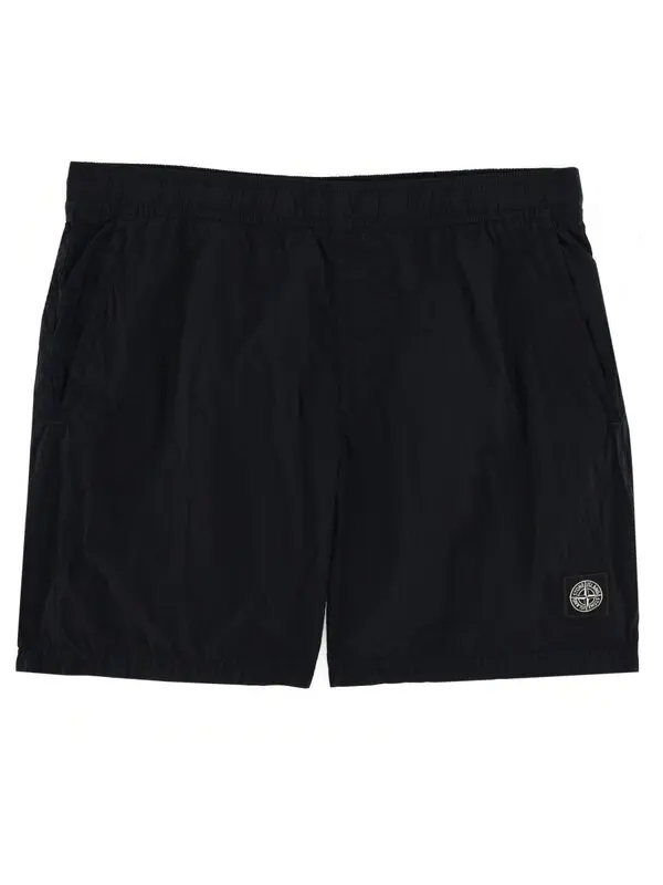Stone Island Swim Shorts With Logo Patch - Blue