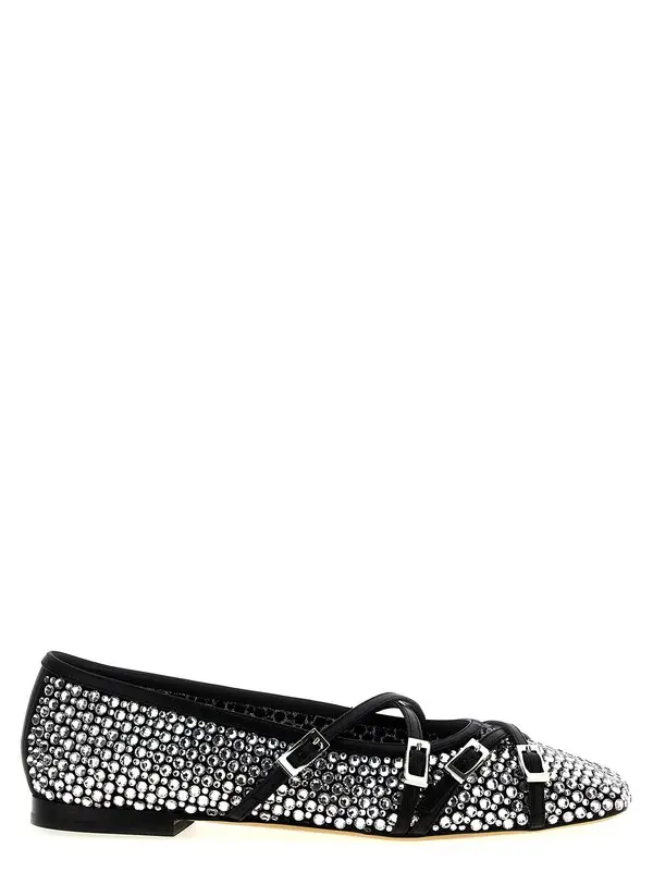 Mach & Mach Crystal Net Ballet Flats - Black