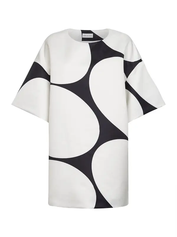 Dries Van Noten Black Duchess Oversized Ellipses-print Mini Dress