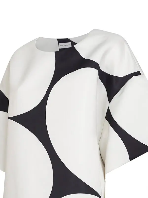 Dries Van Noten Black Duchess Oversized Ellipses-print Mini Dress