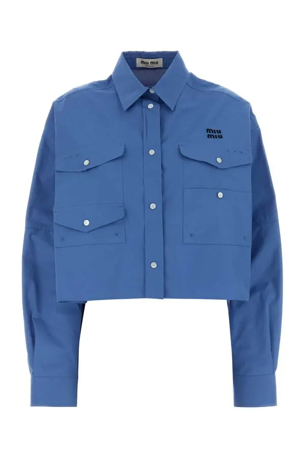 Miu Miu Oversized Poplin Shirt - Blue