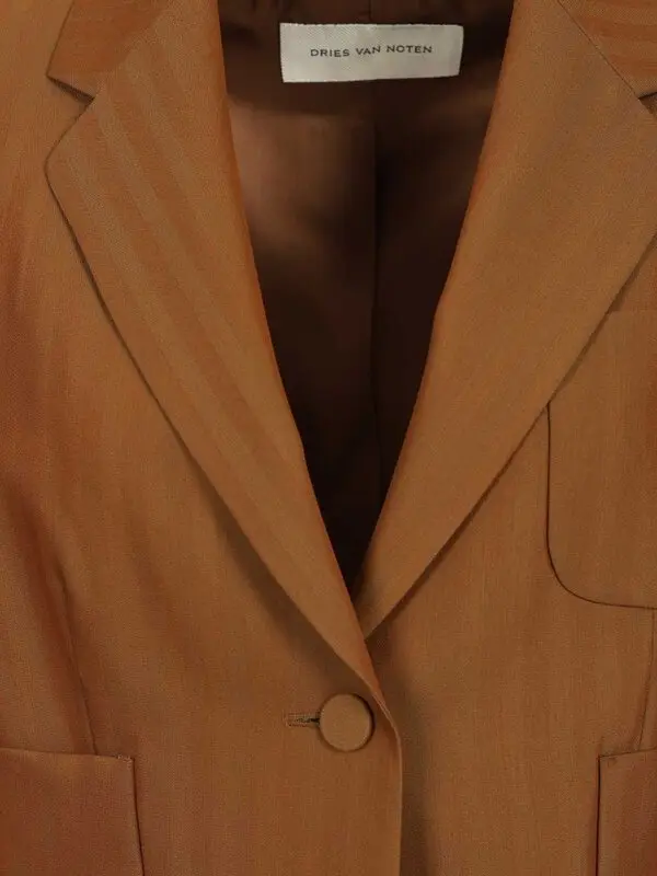 Dries Van Noten Short Striped Wool Twill Blazer - Brown