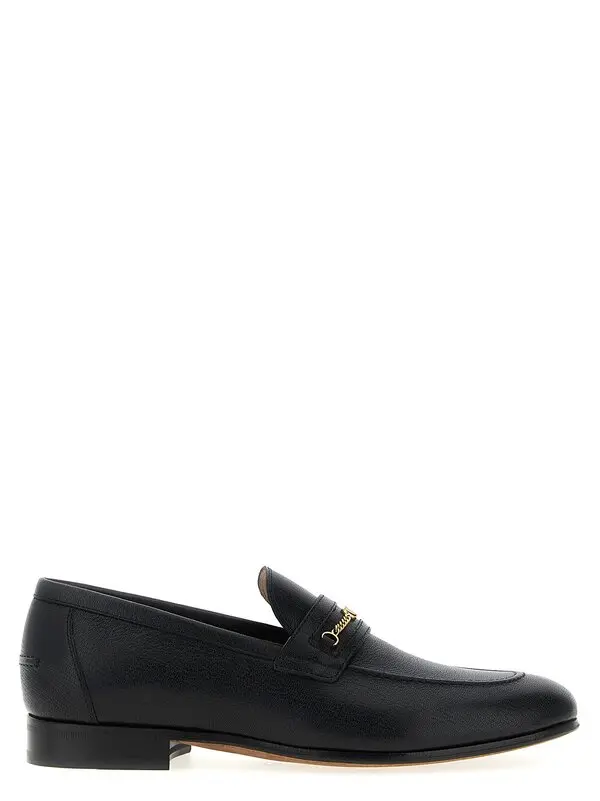 Valentino Garavani Vlogo Signature Goat Leather Loafers With Chain Detail - Black