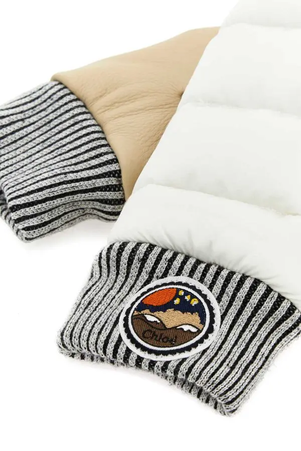 Chloé Two-tone Nylon And Leather Gloves - Multicolor