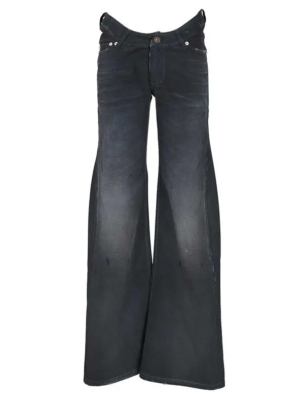 Balenciaga Curved Waist Wide Leg Jeans - Blue