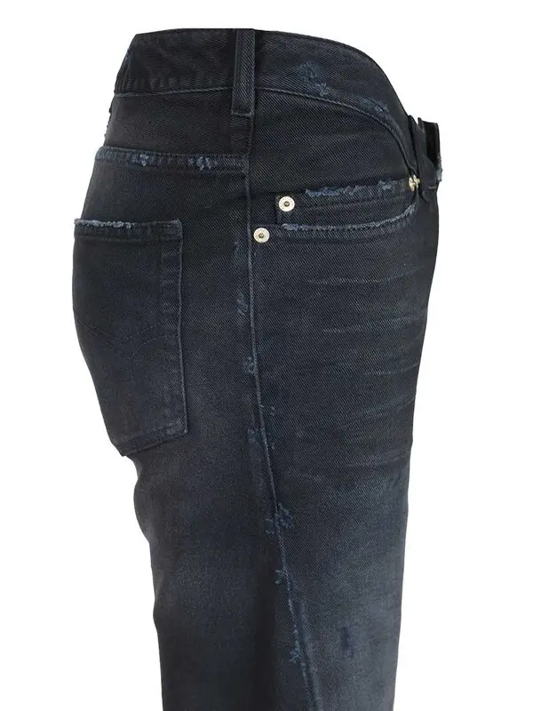 Balenciaga Curved Waist Wide Leg Jeans - Blue