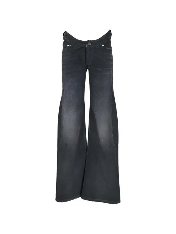 Balenciaga Curved Waist Wide Leg Jeans - Blue