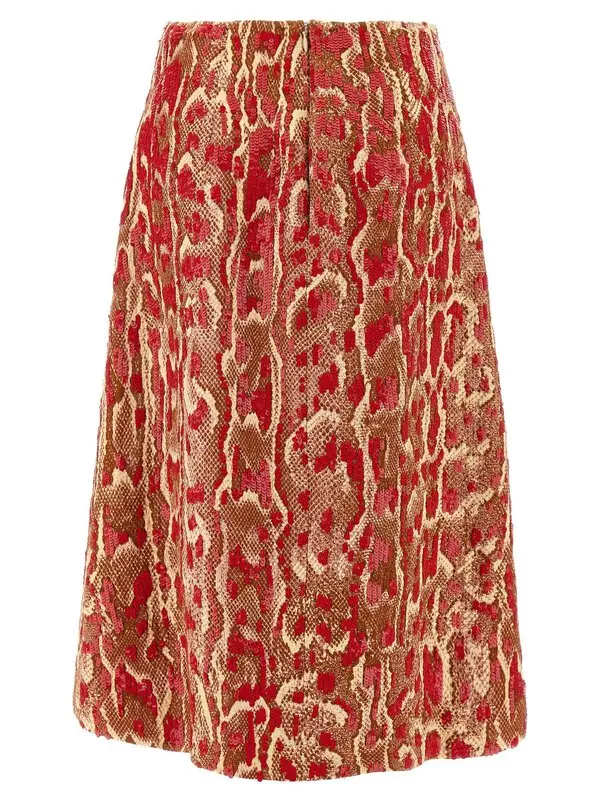 Dries Van Noten Shera Bis Sequin Embellished Animal Print Midi Skirt