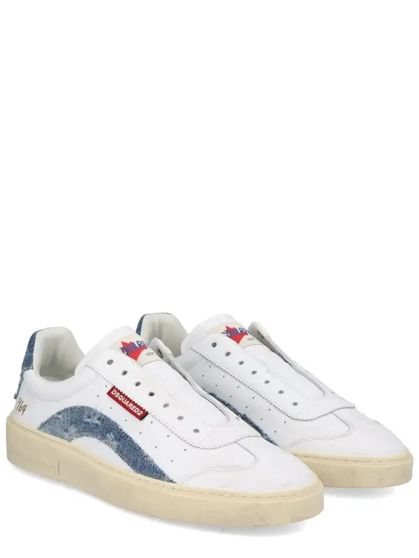 Dsquared2 Rider Sneakers White Leather And Denim - Multicolor