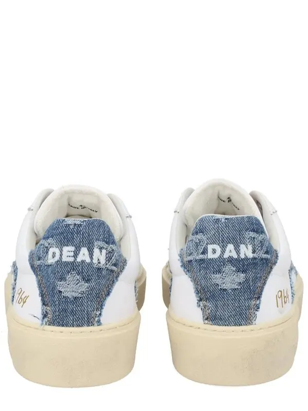 Dsquared2 Rider Sneakers White Leather And Denim - Multicolor