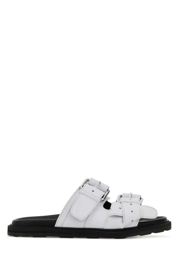 Moschino Buckled Leather Slides