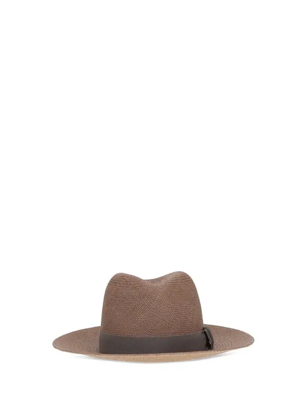 Brunello Cucinelli Straw Fedora Hat With Monili Detail - Brown