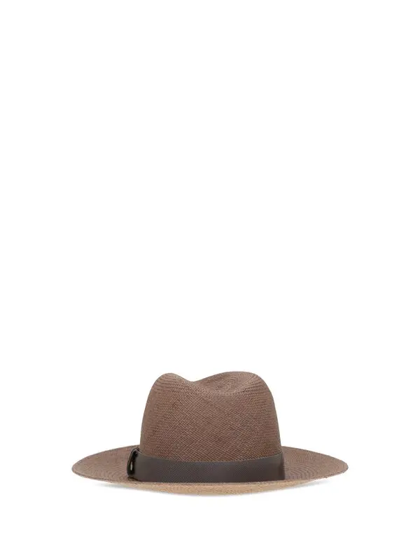 Brunello Cucinelli Straw Fedora Hat With Monili Detail - Brown