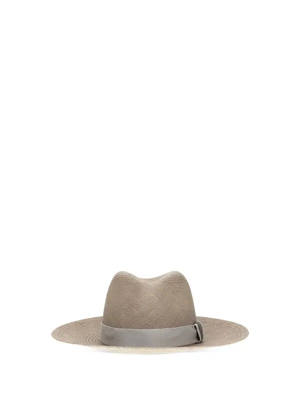 Brunello Cucinelli Straw Fedora Hat With Monili Detail - Cream