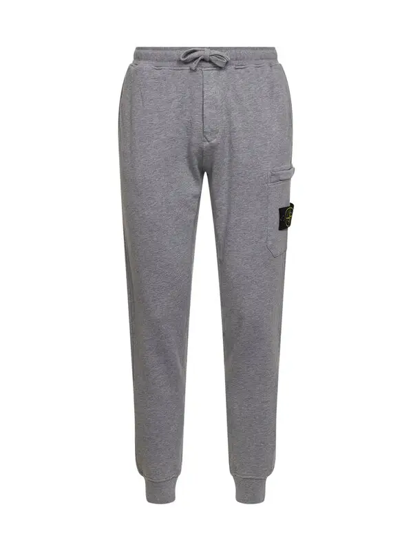 Stone Island Dust Grey Melange Organic Mélange Cotton Fleece Joggers - Multicolor