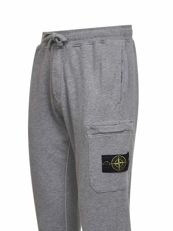 Stone Island Dust Grey Melange Organic Mélange Cotton Fleece Joggers - Multicolor