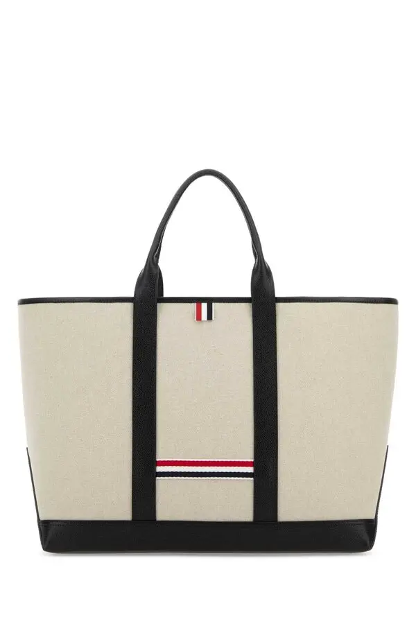 Thom Browne Canvas Medium Rwb-stripe Shopping Bag - Brown