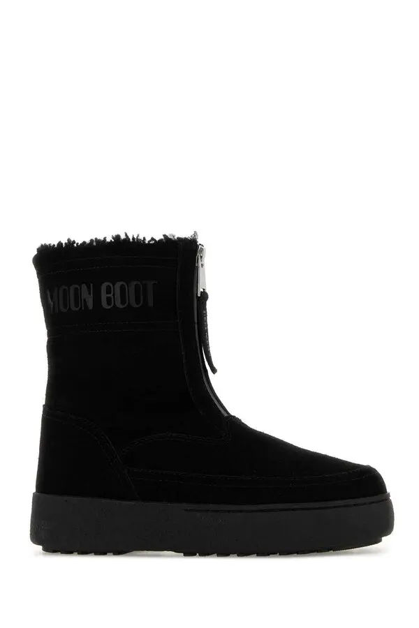 Moon Boot Suede Zip-up Ankle Boots - Black