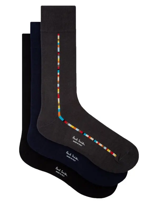Paul Smith 3-pack Crew Socks With Logo Detail - Multicolor