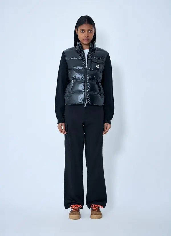 Moncler Quilted Down Gilet With Knit Sleeves