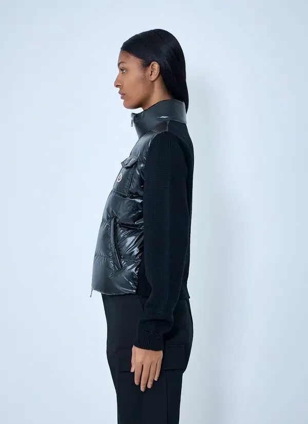 Moncler Quilted Down Gilet With Knit Sleeves