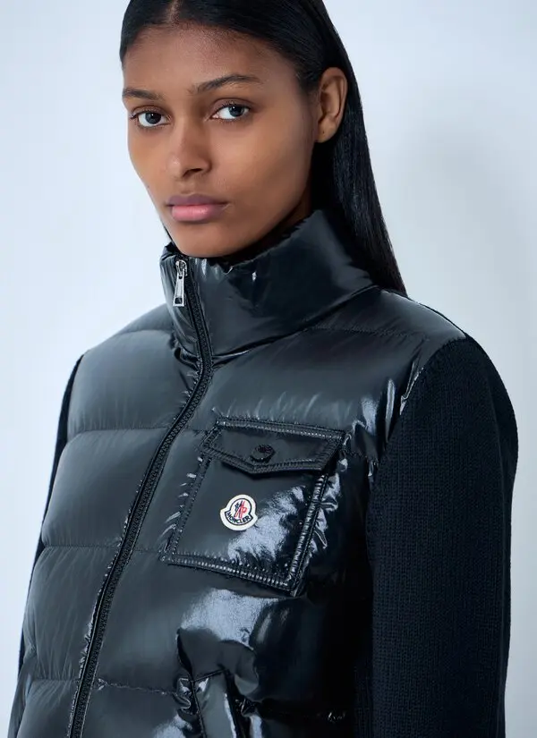 Moncler Quilted Down Gilet With Knit Sleeves