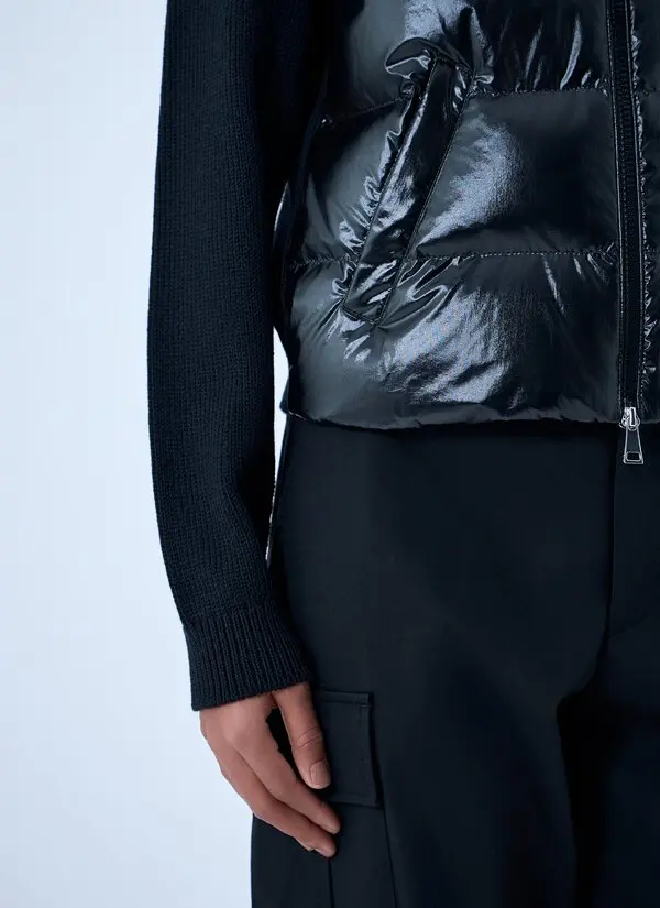 Moncler Quilted Down Gilet With Knit Sleeves