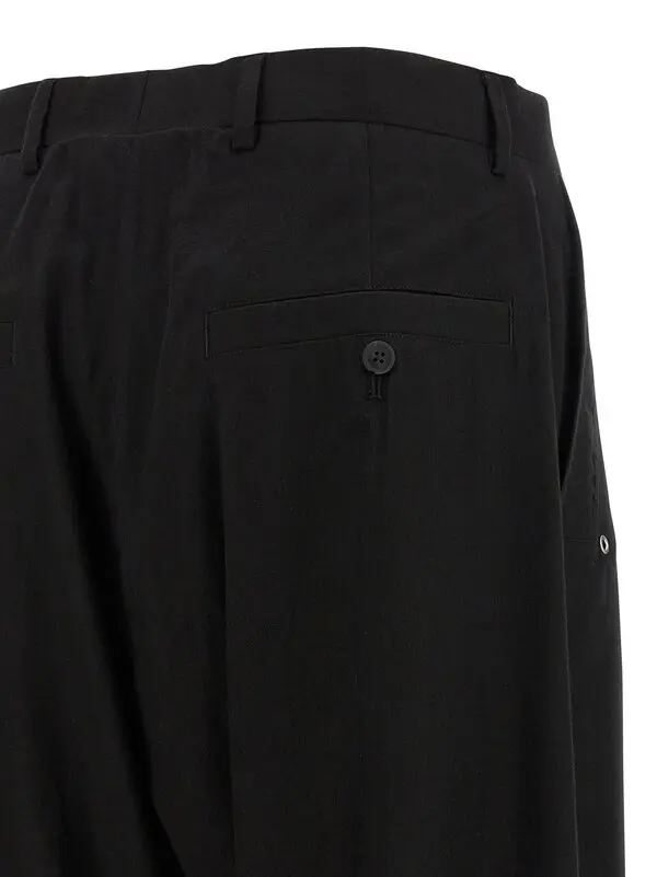 Rick Owens Tailored Wide Leg Wool Blend Pants - Black