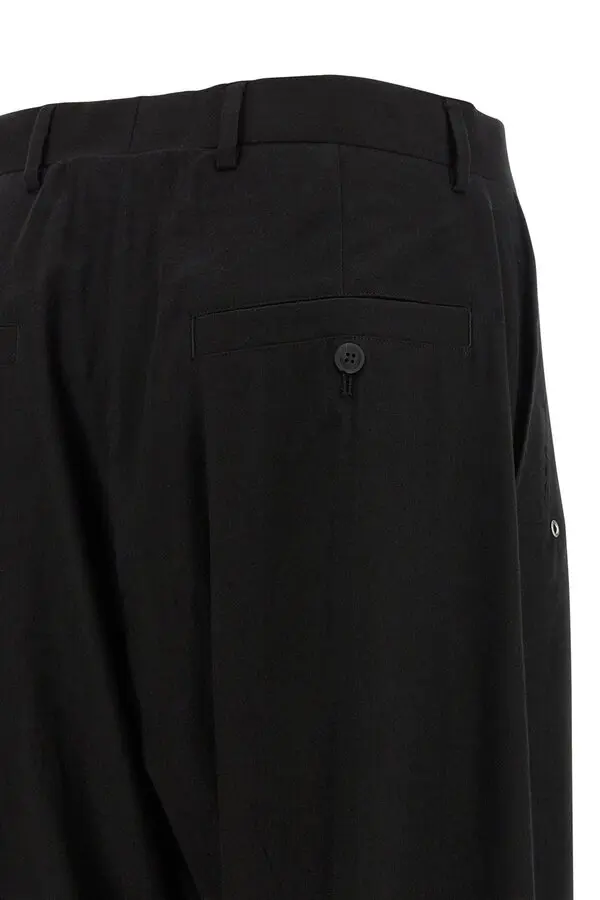 Rick Owens Tailored Wide Leg Wool Blend Pants - Black