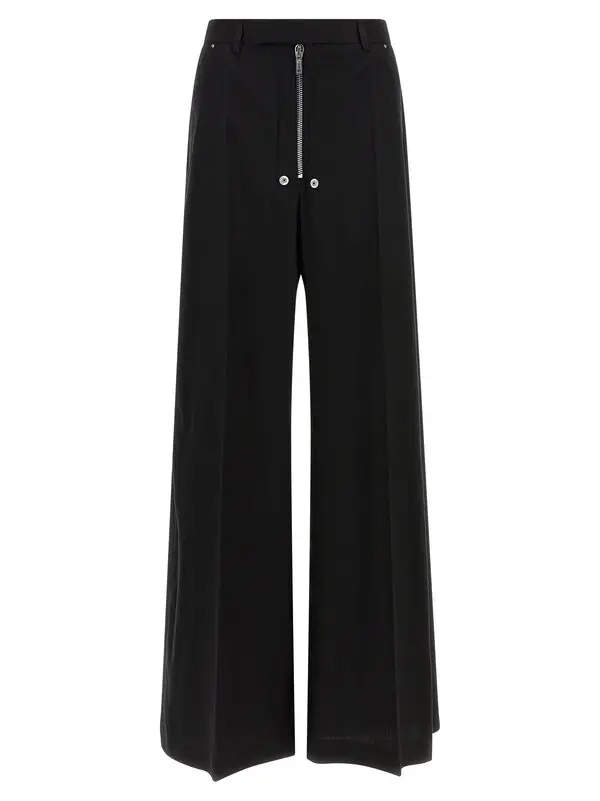 Rick Owens Tailored Wide Leg Wool Blend Pants - Black