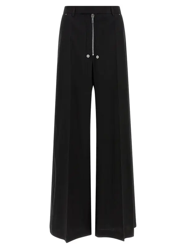 Rick Owens Tailored Wide Leg Wool Blend Pants - Black